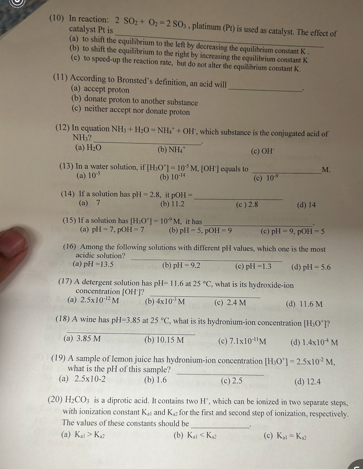 Solved (10) ﻿In reaction: 2SO2+O2=2SO3, ﻿platinum ( (:Pt} | Chegg.com