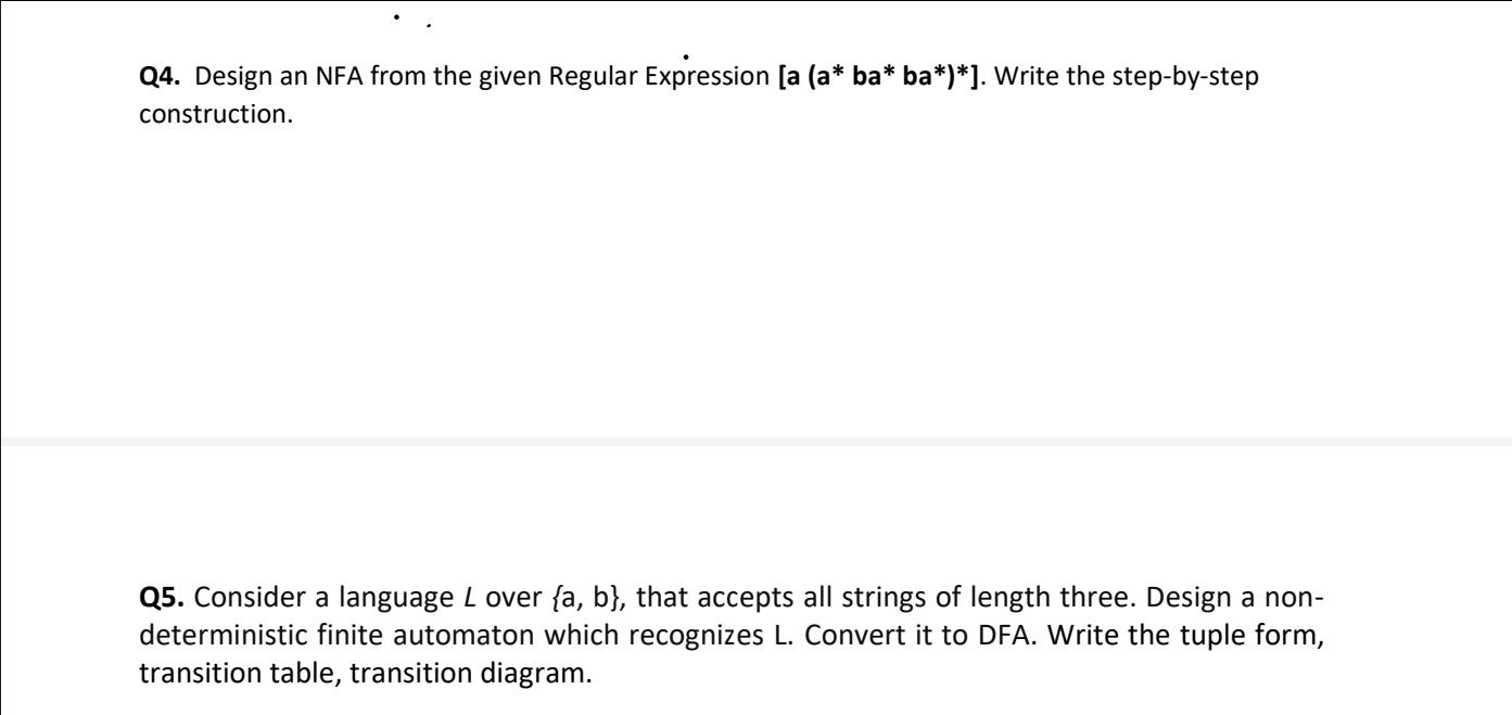 Solved Q4. ﻿Design an NFA from the given Regular Expression | Chegg.com