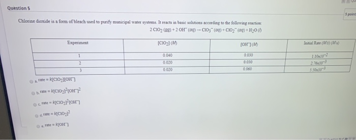 Solved 5 point Questions Chlorine dioxide is a form of | Chegg.com