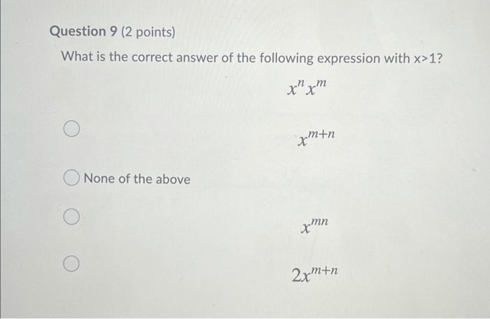 Solved Question 9 (2 points) What is the correct answer of | Chegg.com
