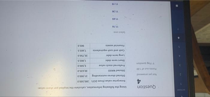 Solved SECTION Question 4 Using the following information, | Chegg.com