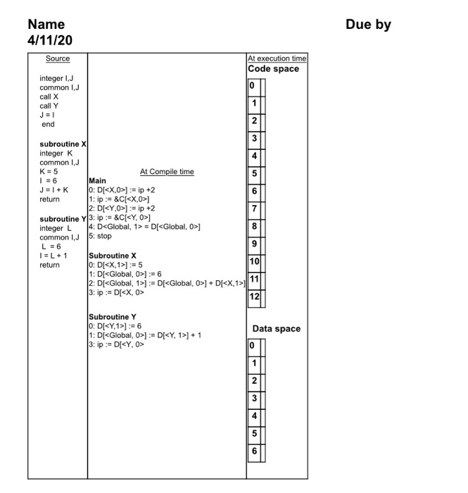 CS 318 Assignment Runtime Structure2 Name Due by | Chegg.com