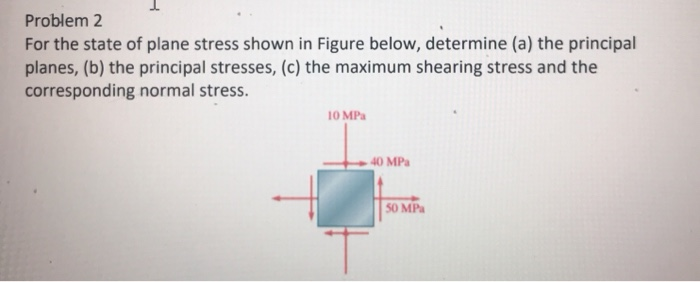 Solved Problem 2 For the state of plane stress shown in | Chegg.com
