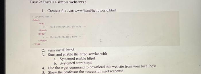 Solved 2. yum install httpd 3. Start and enable the httpd | Chegg.com