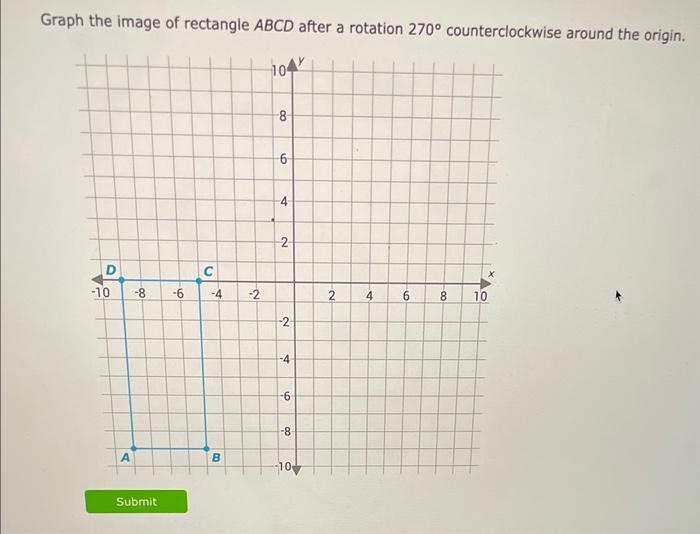 Solved Graph the image of rectangle ABCD after a rotation | Chegg.com