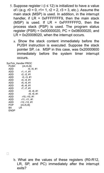 Solved 5. Suppose register i(i≤12) is initialized to have a | Chegg.com