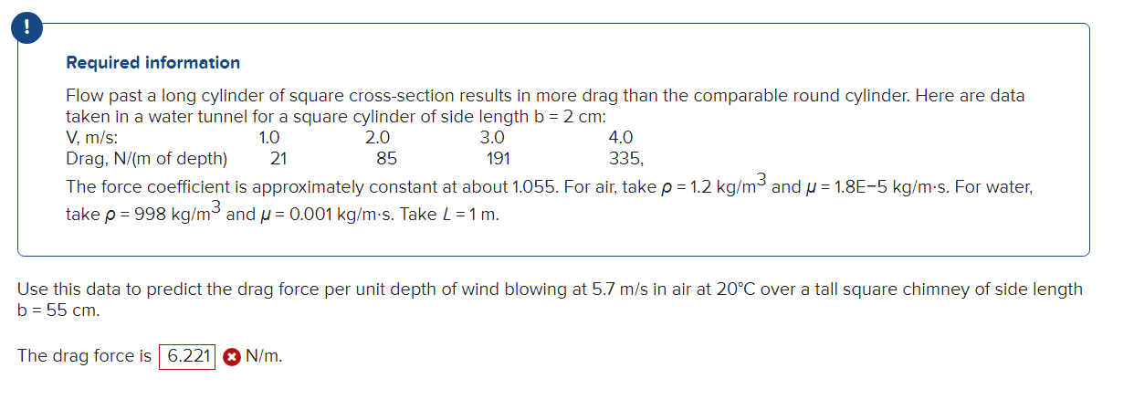 Solved Flow past a long cylinder of square cross-section | Chegg.com
