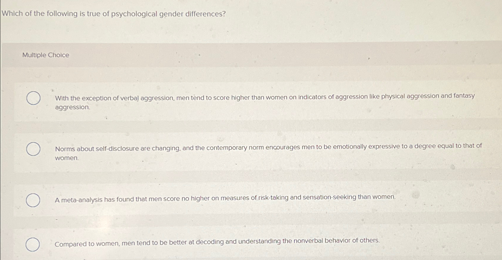 Solved Which of the following is true of psychological | Chegg.com