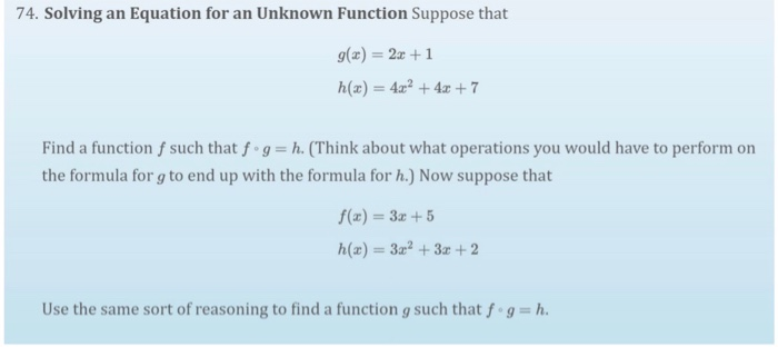 Solved 74. Solving an Equation for an Unknown Function | Chegg.com