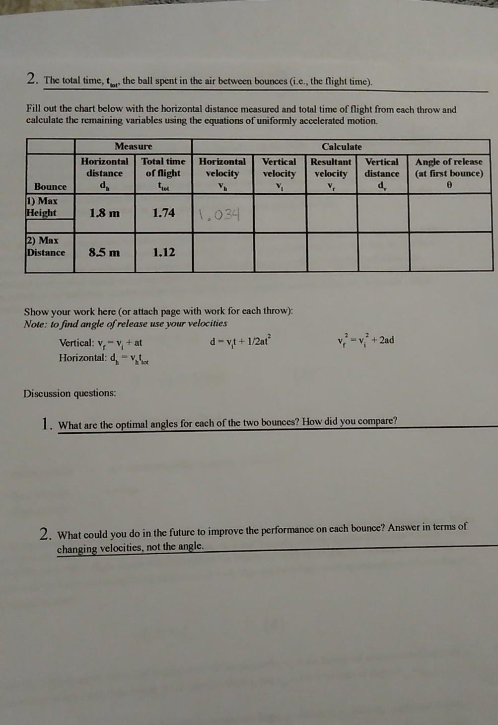 Solved Lab 3: Projectile Motion Introduction: Performance in | Chegg.com