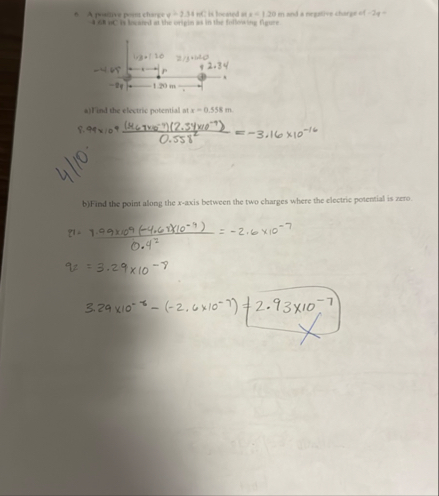 Solved a)l ind the eloctic potential at | Chegg.com