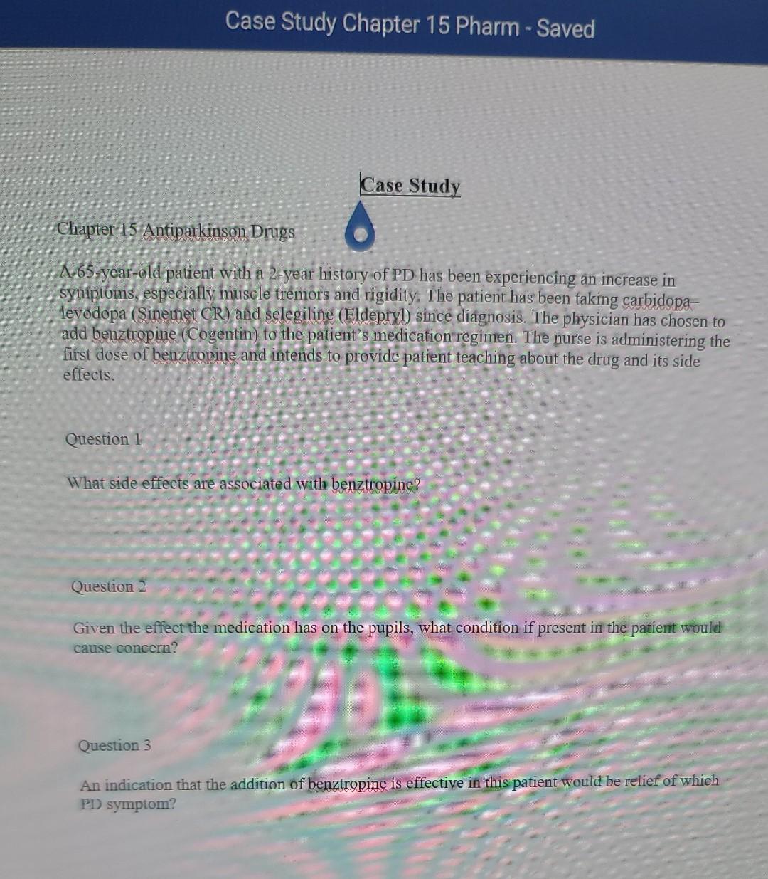 Solved Case Study Chapter 15 Pharm - Saved Case Study | Chegg.com