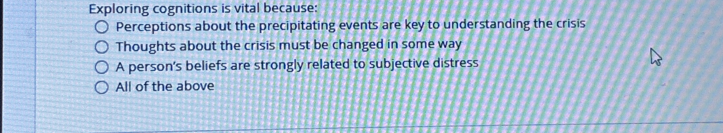 Solved Exploring cognitions is vital because:Perceptions | Chegg.com