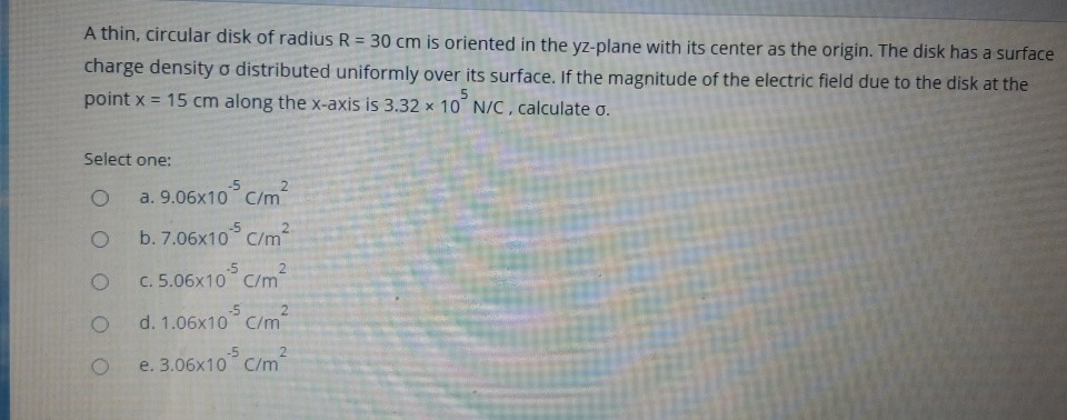 Solved A thin, circular disk of radius R = 30 cm is oriented | Chegg.com