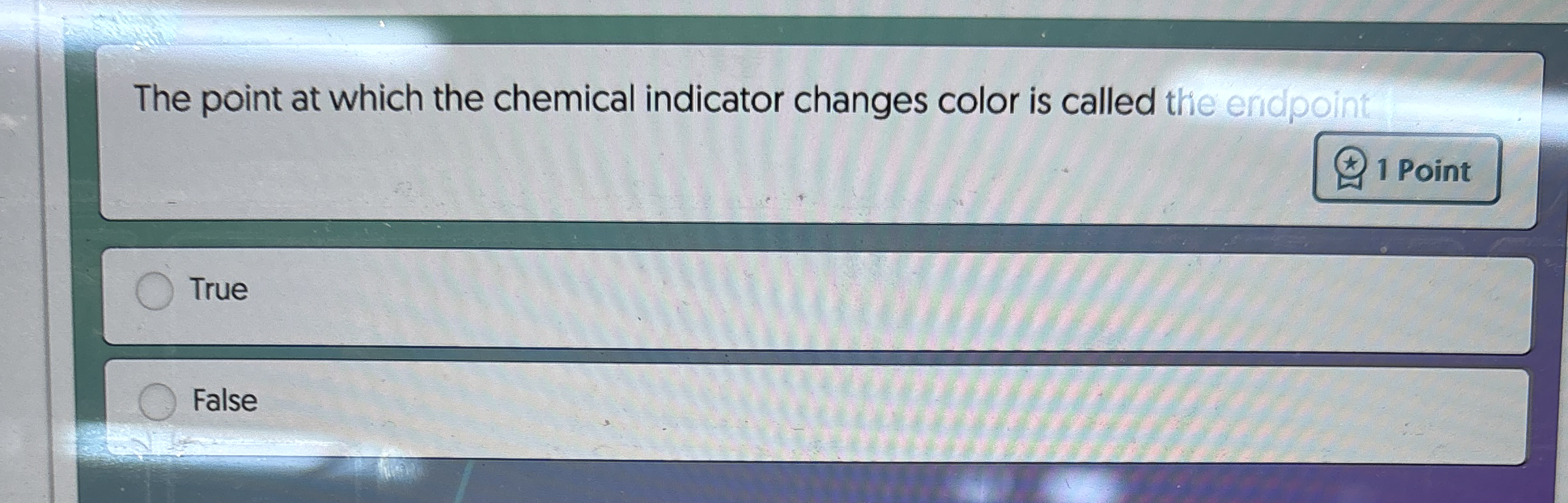 Solved The point at which the chemical indicator changes | Chegg.com