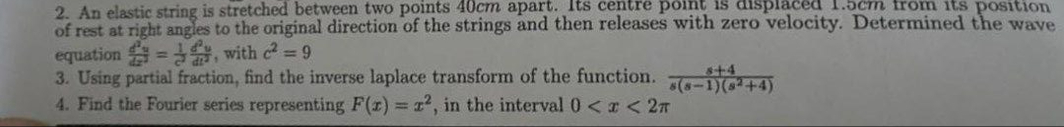 Solved 1) ﻿An elastic string is stretched between two points | Chegg.com
