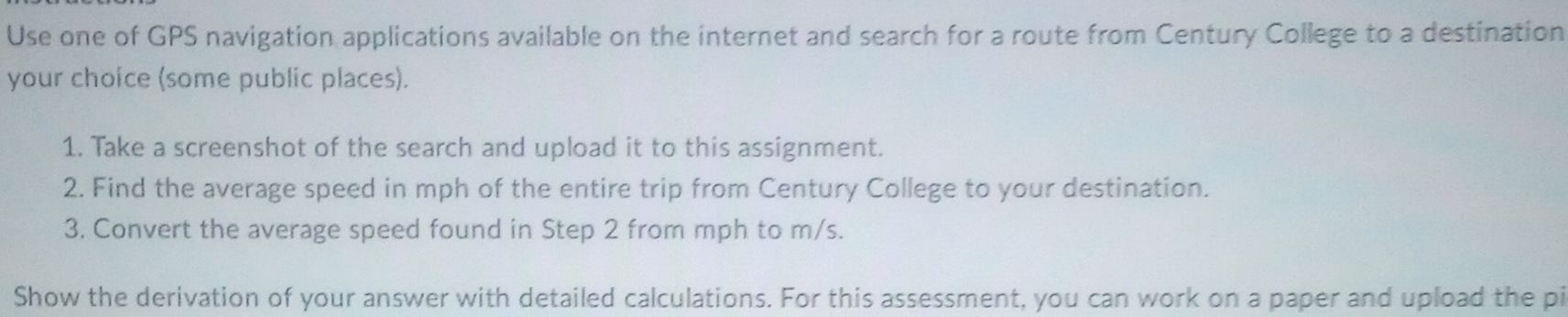 Solved Use one of GPS navigation applications available on | Chegg.com