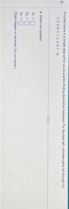 Solved ↑ Provided below is a simple data set for you to | Chegg.com