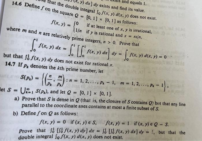 Solved 14.6 Define that the double dx]dy exists and find its | Chegg.com
