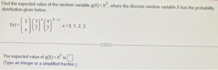 Solved Find the expected value of the random variable | Chegg.com