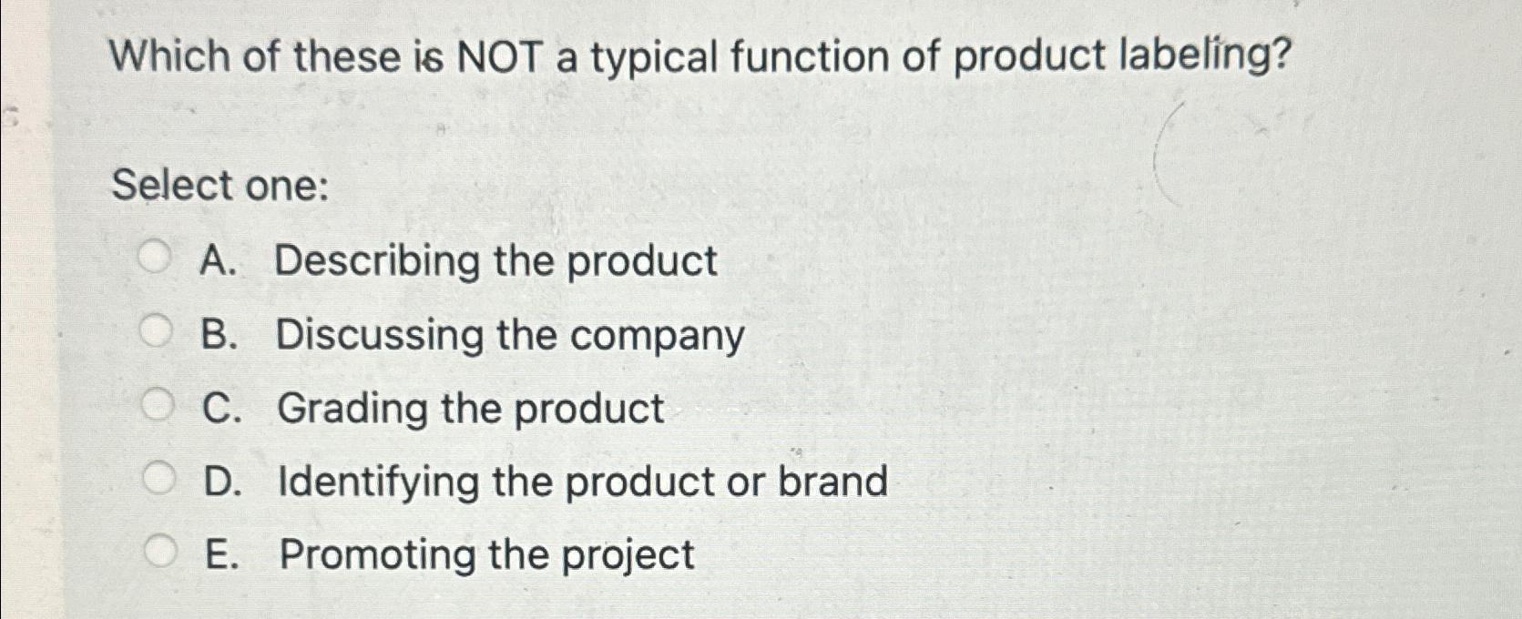 Solved Which of these is NOT a typical function of product | Chegg.com
