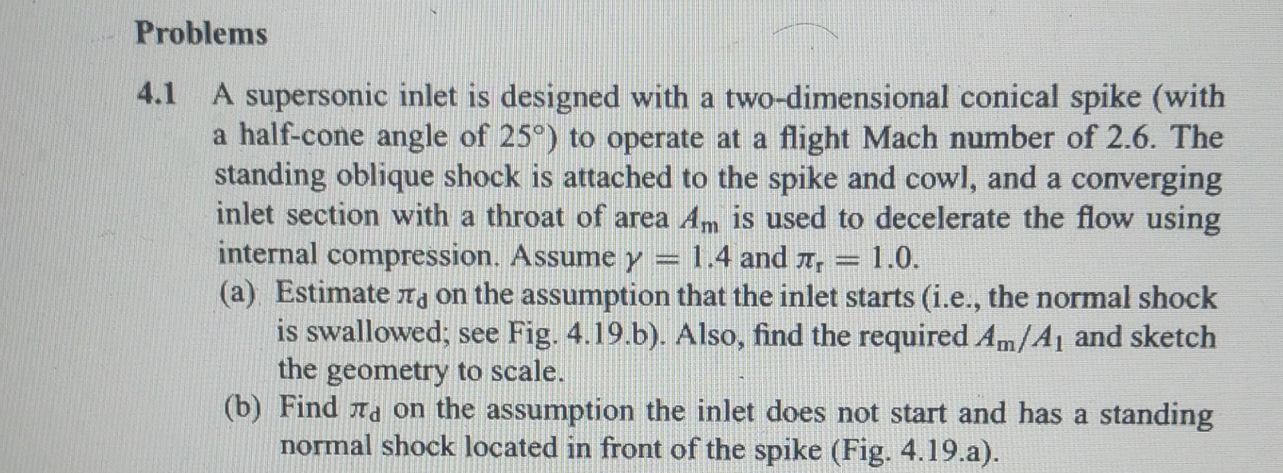 Solved 4.1 A supersonic inlet is designed with a | Chegg.com
