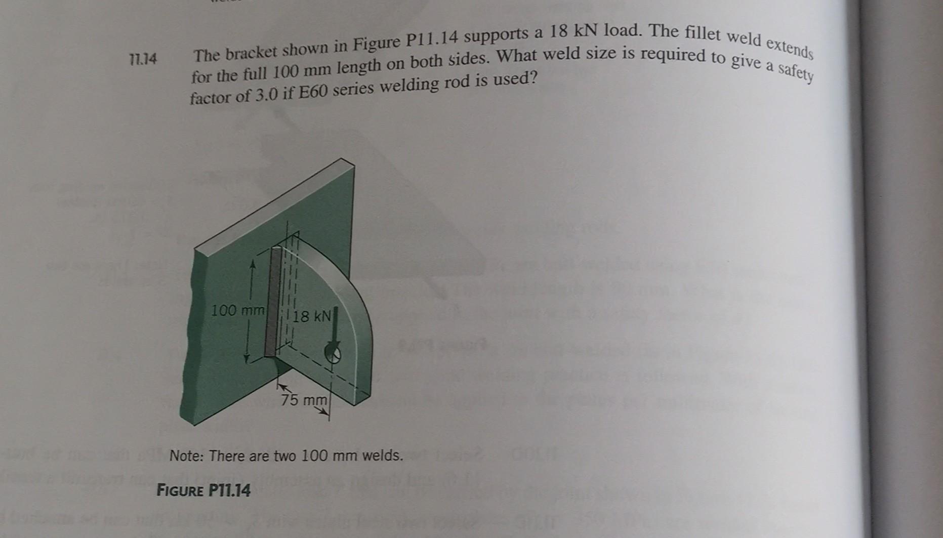 Solved 1.14 The bracket shown in Figure P11.14 supports a | Chegg.com