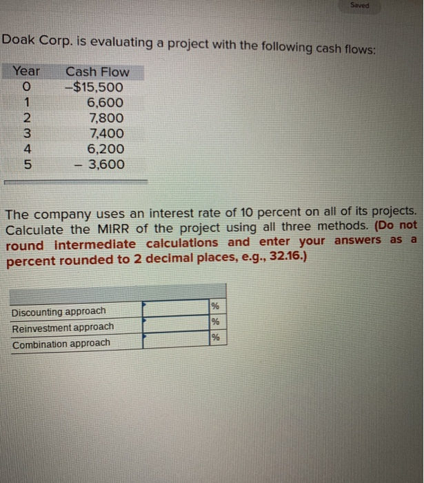 Solved According to the cash flows provided, calculate the | Chegg.com