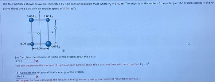 Solved The four particles shown below are connected by rigid | Chegg.com