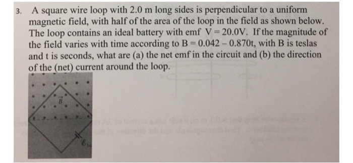 Solved A square wire loop with 2.0 m long sides is | Chegg.com