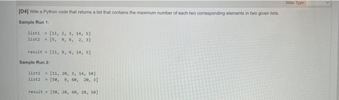 Solved Slide Type 14 Wite A Python Code That Returns A 