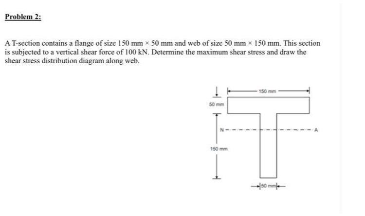Solved Problem 2:A T-section contains a flange of size | Chegg.com