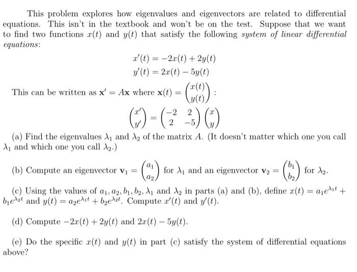 Solved This problem explores how eigenvalues and | Chegg.com