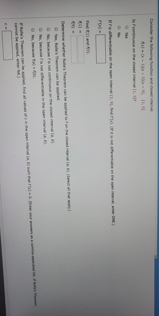 Solved Consider the following function and closed interval. | Chegg.com