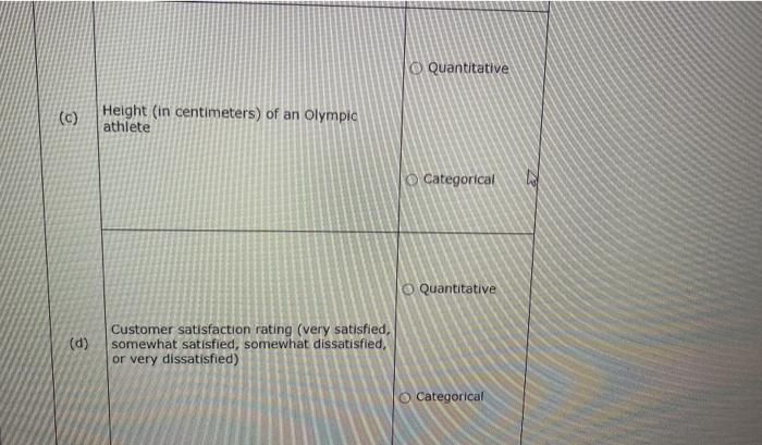 Solved For each part below, indicate whether the variable is | Chegg.com
