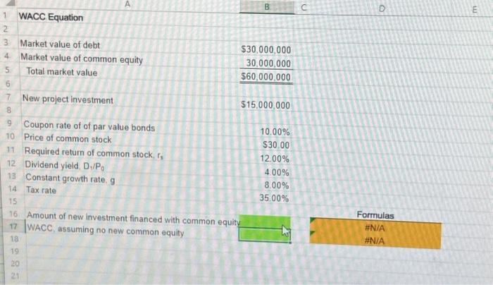 Solved Excel Online Structured Activity: WACC Estimation On | Chegg.com