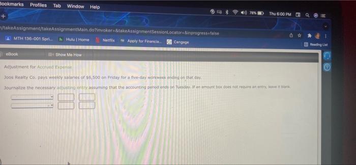 Bookmarks Profiles Tab Window Help Thu 6:00 PM CQ | Chegg.com