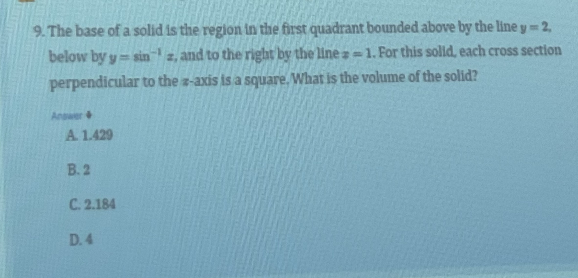 Solved The base of a solid is the region in the first | Chegg.com