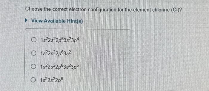 Solved Choose the correct electron configuration for the | Chegg.com
