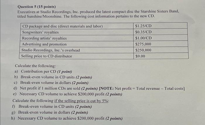 Solved SHOW ALL CALCULATIONS AND CLEARLY SEPERATE PARTS A, | Chegg.com