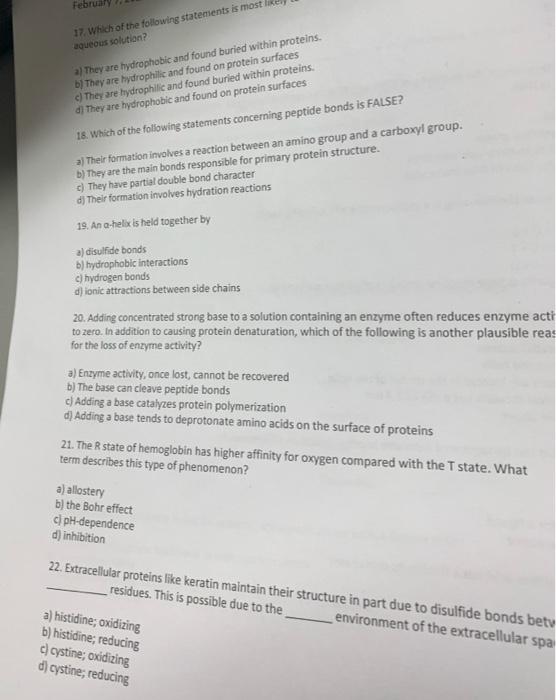 Solved 17. Which of the following statenients is most likeng | Chegg.com