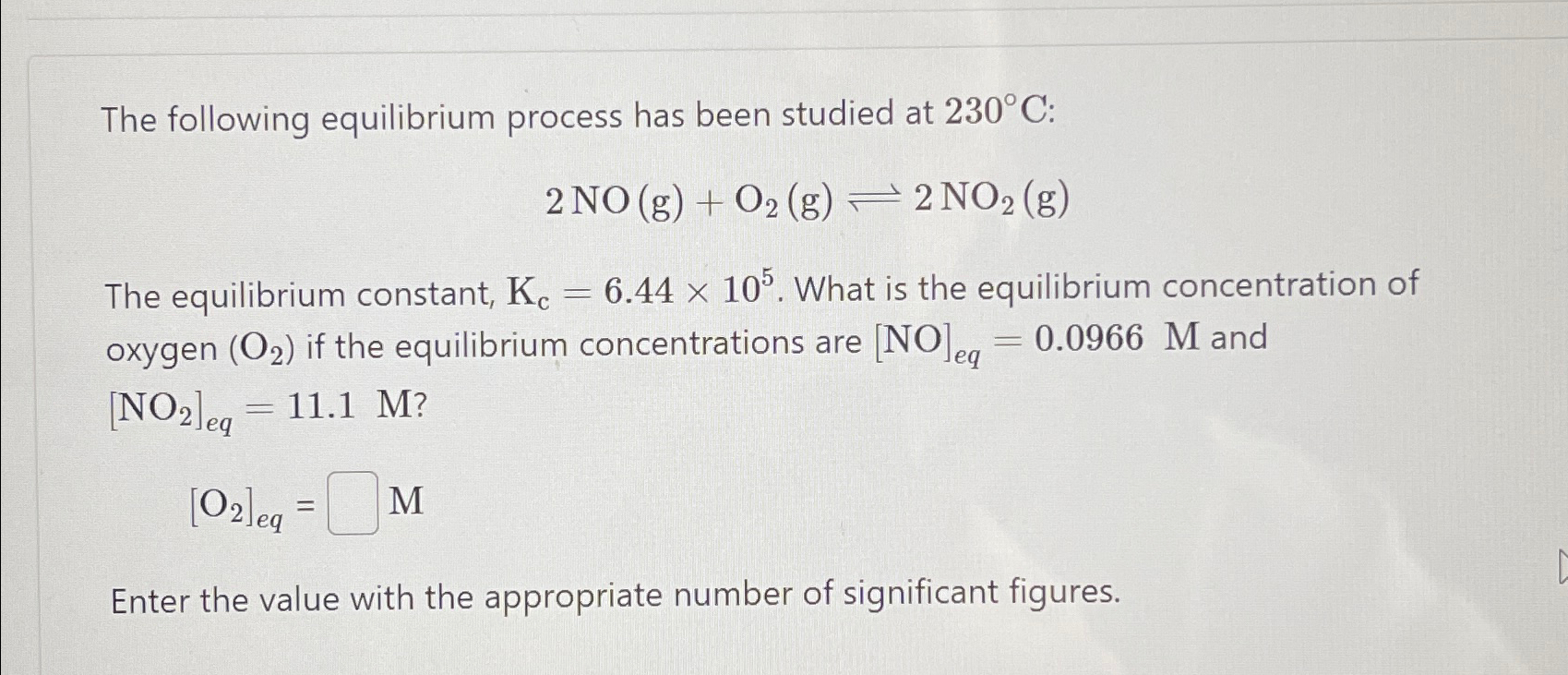 Solved The following equilibrium process has been studied at | Chegg.com