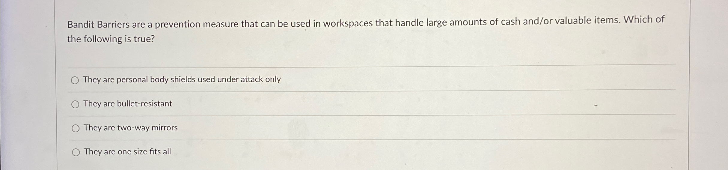 Solved Bandit Barriers are a prevention measure that can be | Chegg.com