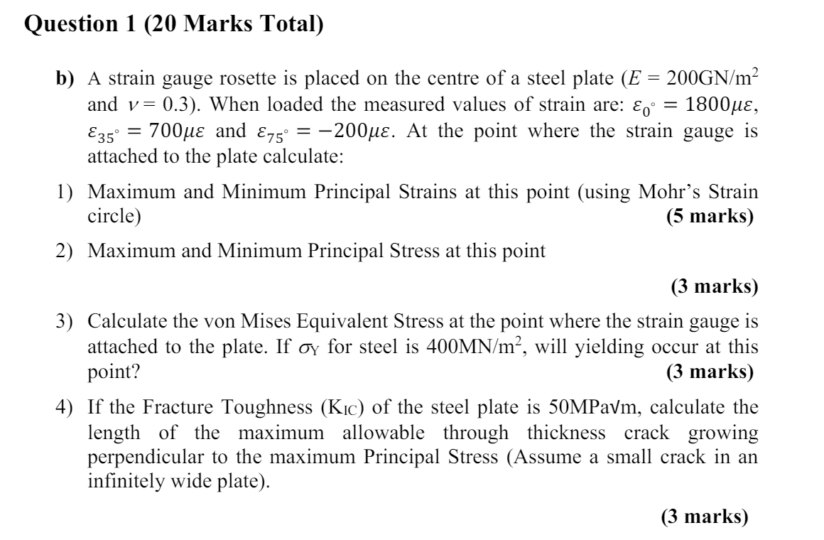 Solved Question 1 (20 ﻿Marks Total)b) ﻿A strain gauge | Chegg.com