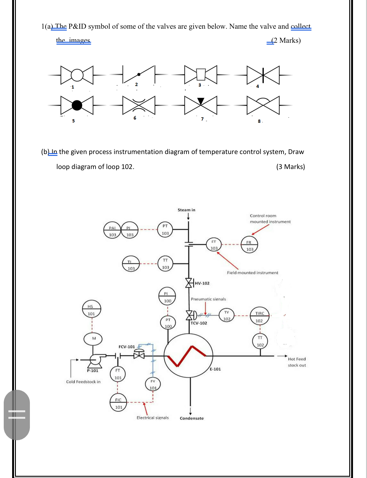 Solved 1(a) ﻿The P&ID symbol of some of the valves are given | Chegg.com