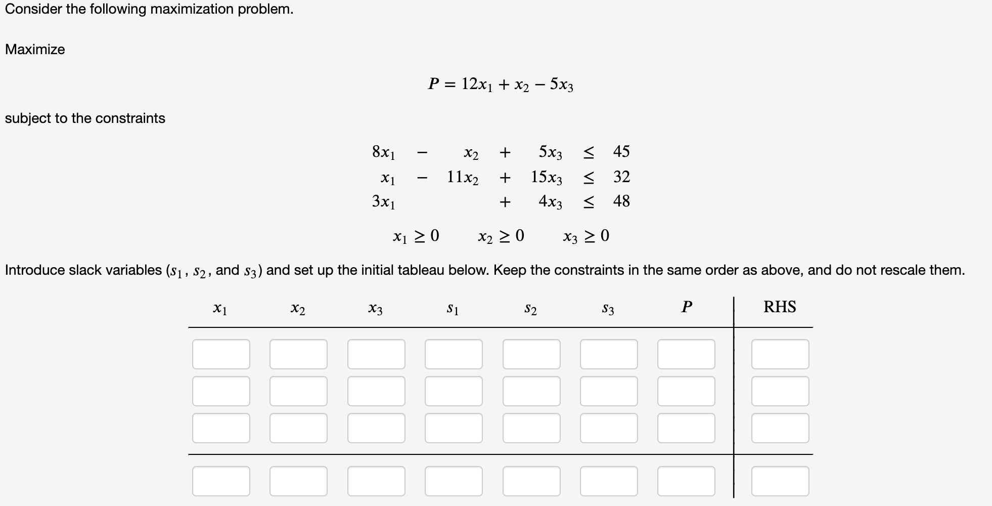 Solved Consider the following maximization | Chegg.com
