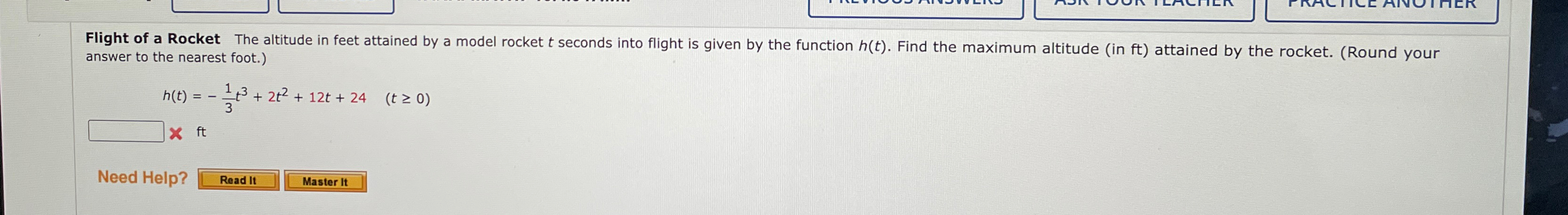 Solved Flight of a Rocket The altitude in feet attained by a | Chegg.com