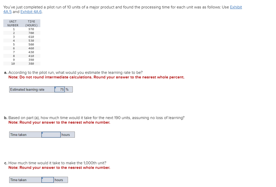 Solved You've just completed a pilot run of 10 ﻿units of a | Chegg.com