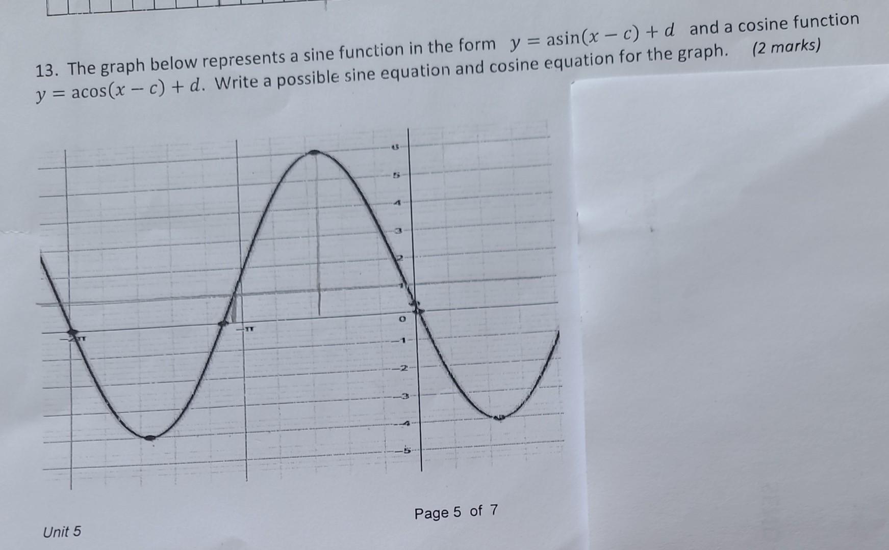 Solved The graph below represents a sine function in the | Chegg.com
