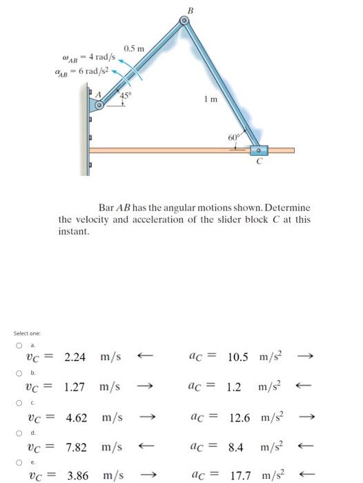 Solved Bar AB has the angular motions shown. Determine the | Chegg.com